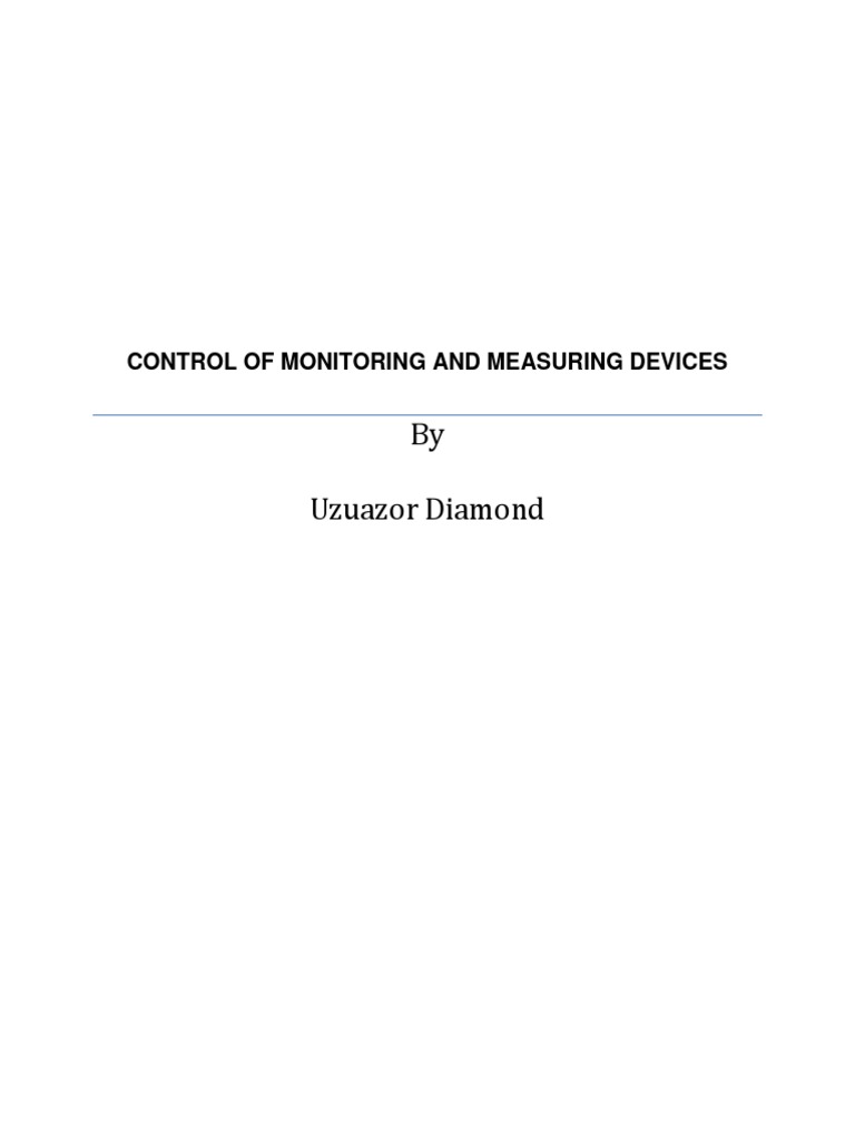 Control of Monitoring and Measuring Devices | PDF | Specification ...