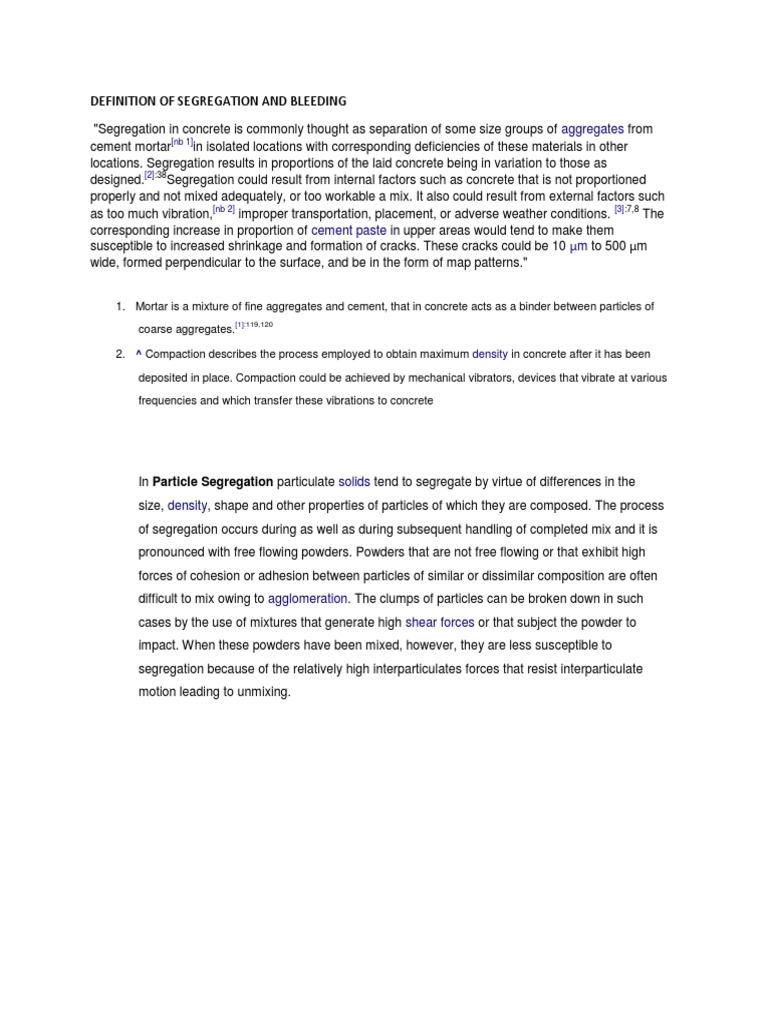Definition of Segregation and Bleeding | PDF