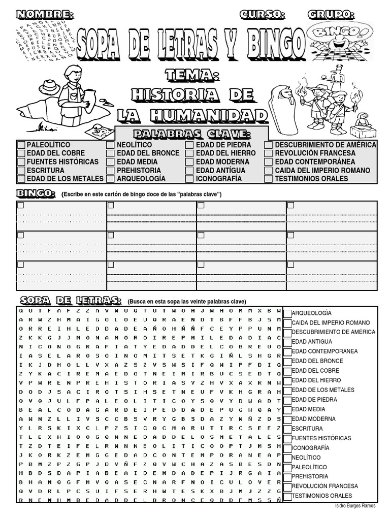 Sopa de Letras de La Prehistoria | PDF | Ciencias sociales