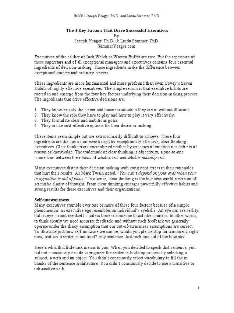 4 Key Factors | PDF | Self Awareness | Decision Making