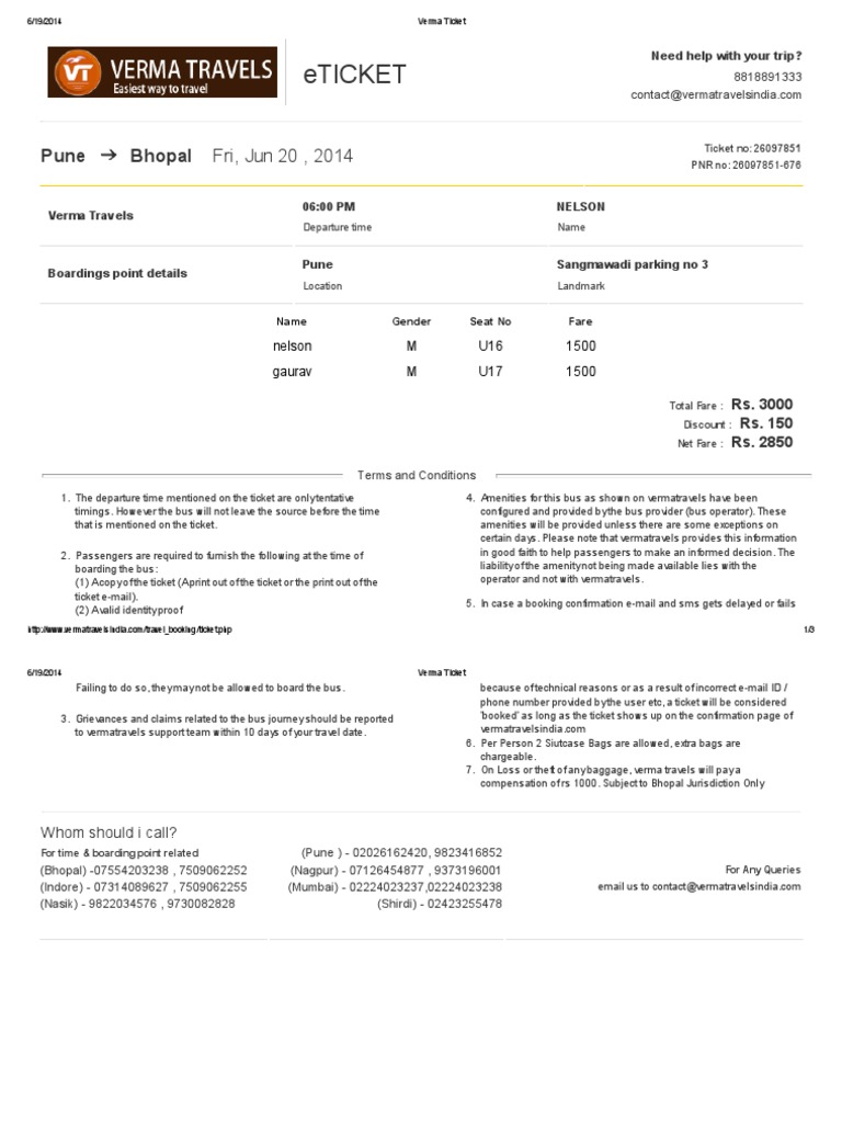Verma Ticket | PDF | Ticket (Admission) | Fare