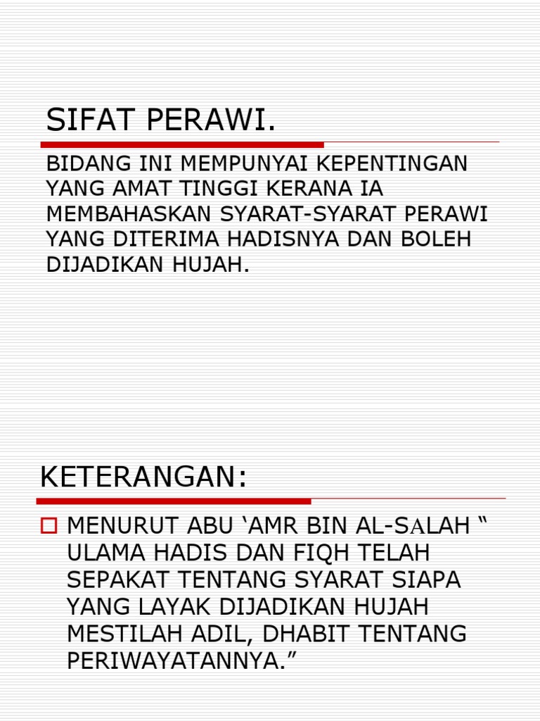 Sifat Perawi Hadis | PDF