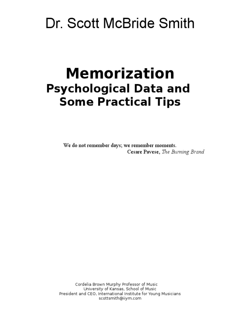 Memorization: Dr. Scott Mcbride Smith | PDF | Leisure | Entertainment ...
