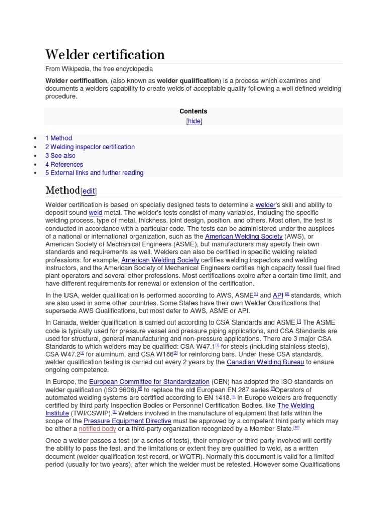 Welder Certification: Method | PDF | Welding | Construction