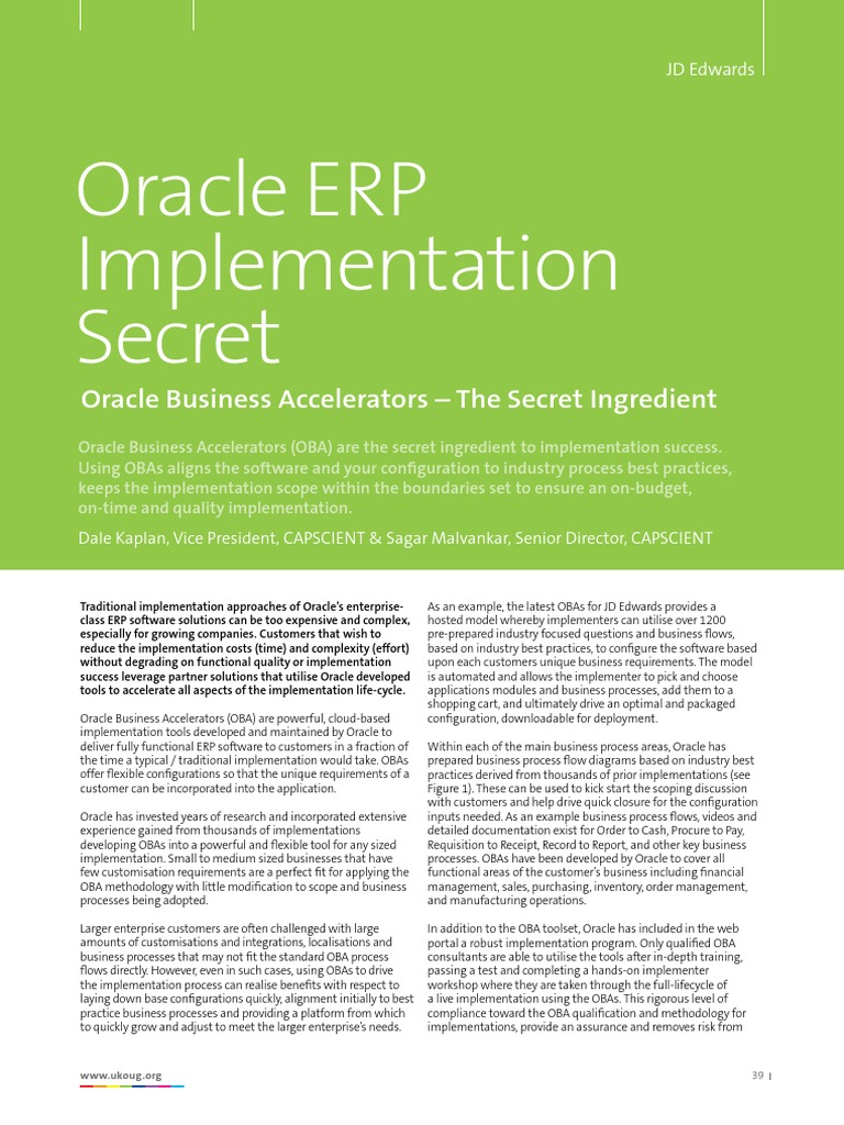 Oracle ERP Implementation Secret | PDF | Enterprise Resource Planning ...