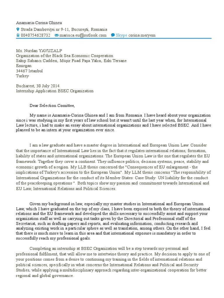 Cover Letter BSEC | PDF