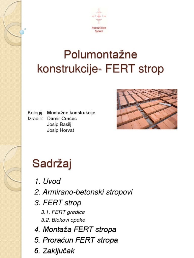 Polumontažne Konstrukcije - FERT Strop | PDF