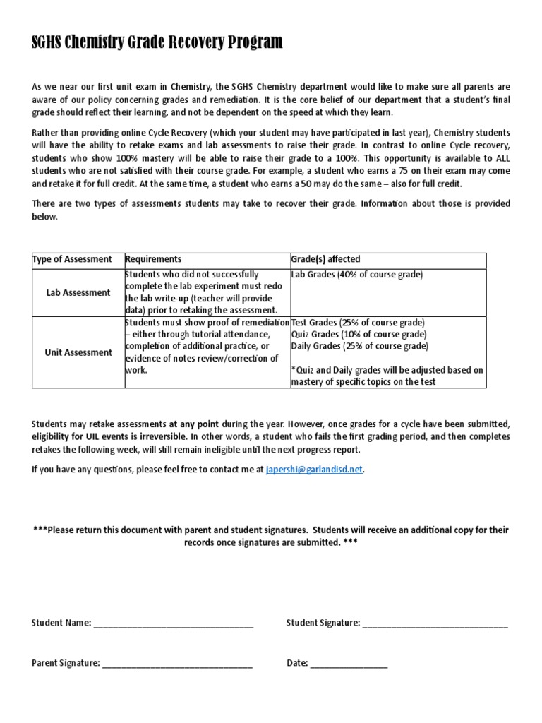 Final Grade Recovery Letter | PDF
