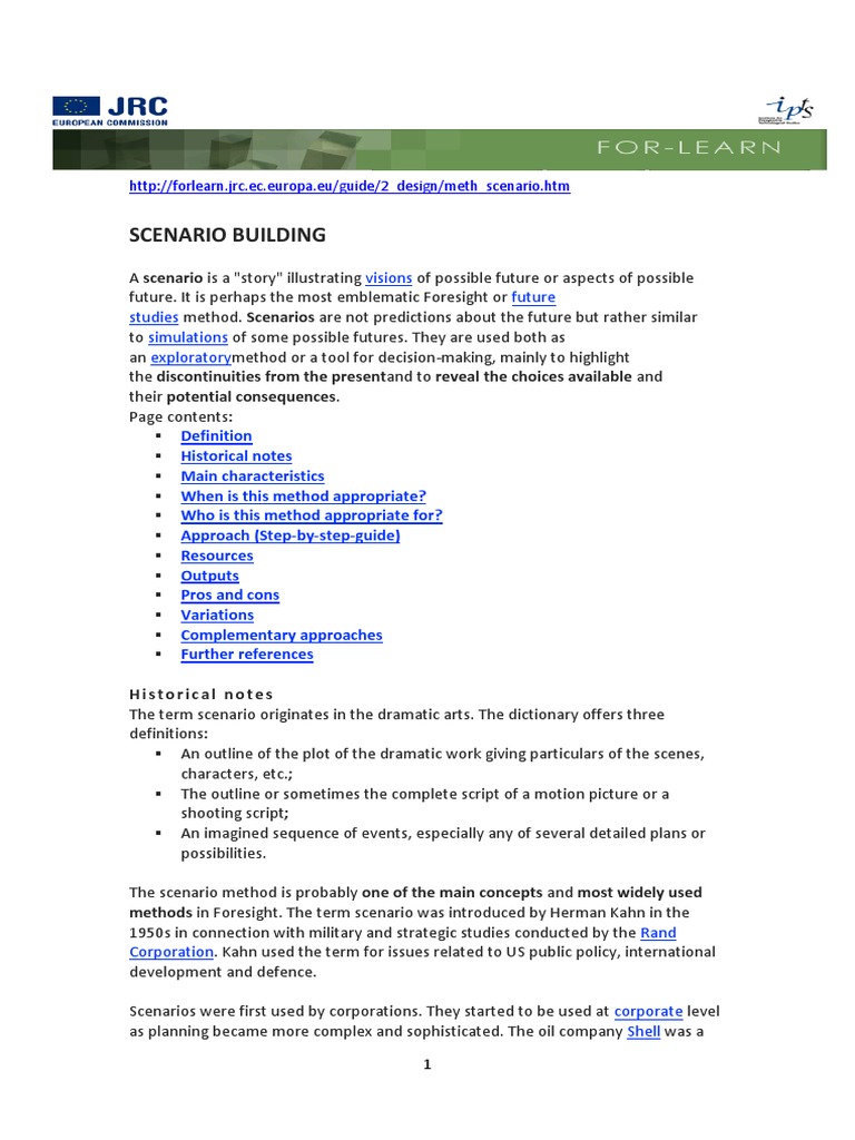 Scenario Building: Visions Future Studies Simulations Exploratory ...