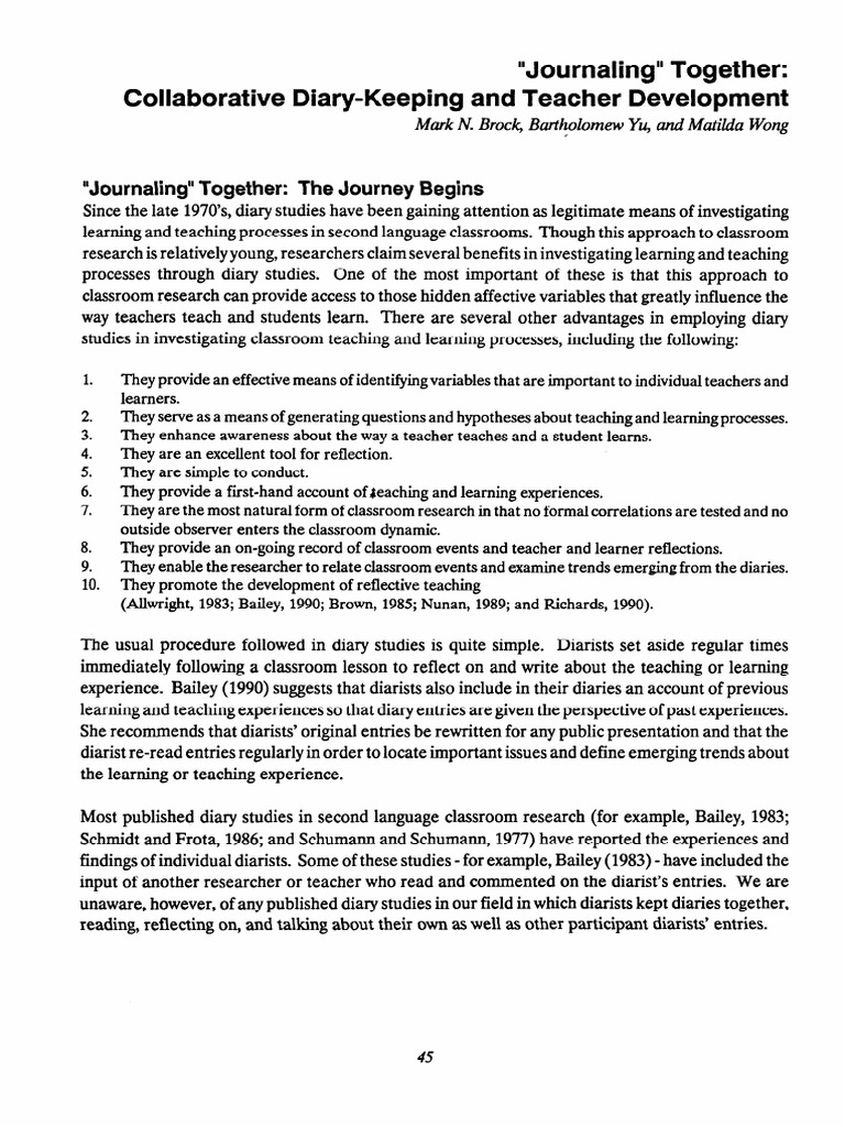 "Journaling" Together: Collaborative Diary-Keeping and Teacher ...