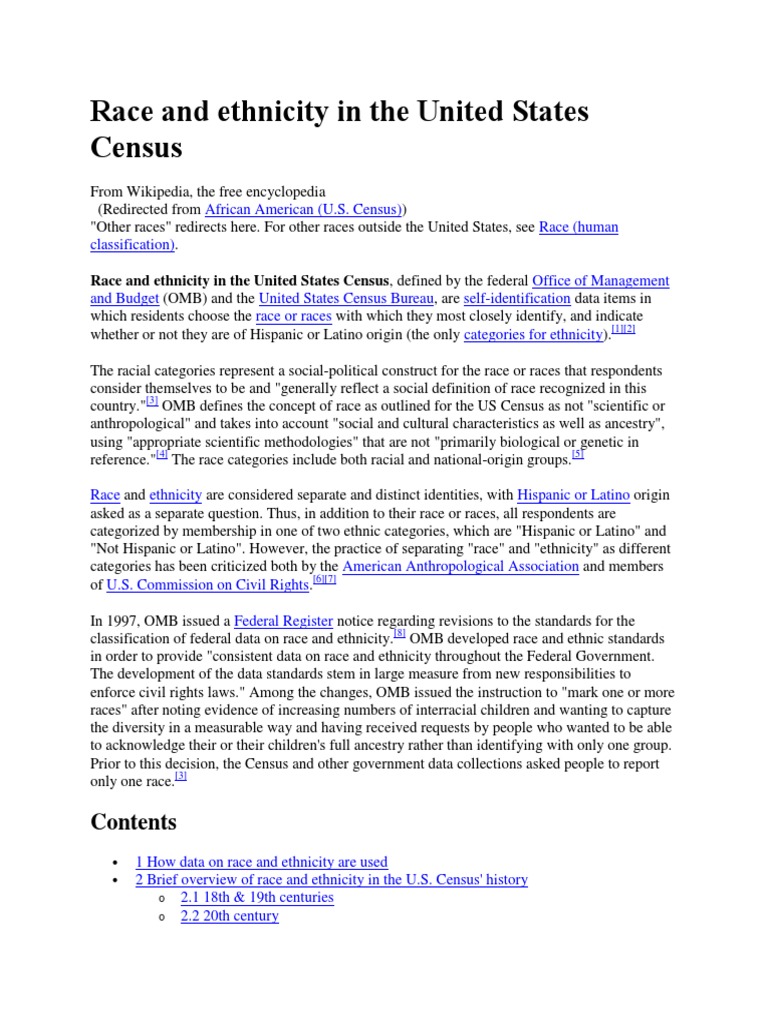 Race and Ethnicity in The United States Census | PDF | Race And ...