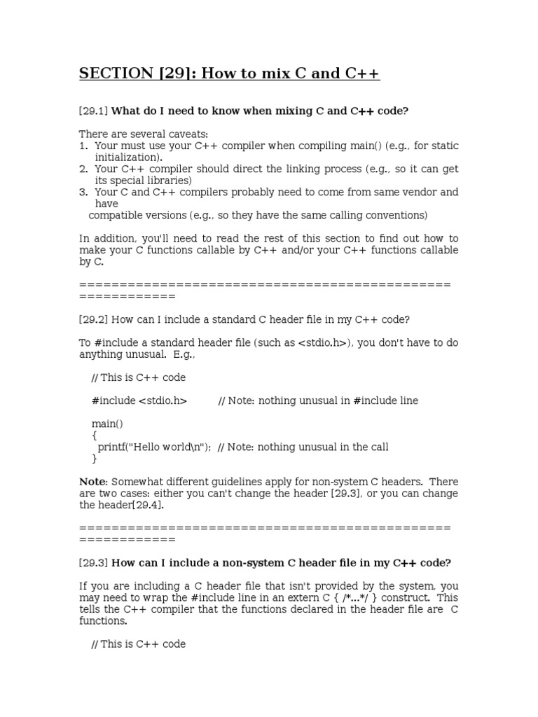 SECTION (29) : How To Mix C and C++ | PDF | Models Of Computation | C++