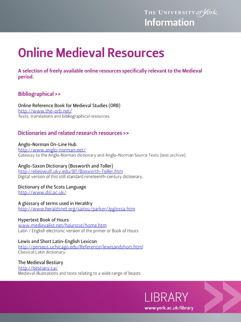 Online Medieval Resources | PDF | Manuscript | Libraries