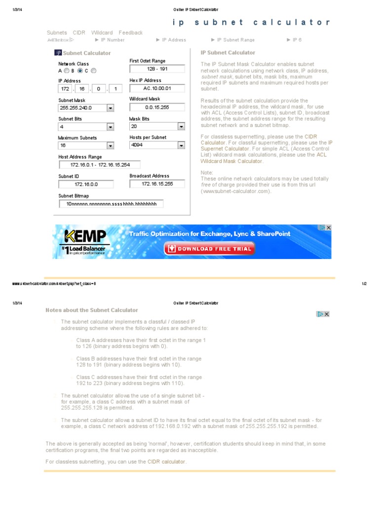 Online IP Subnet Calculator | PDF | Ip Address | Calculator