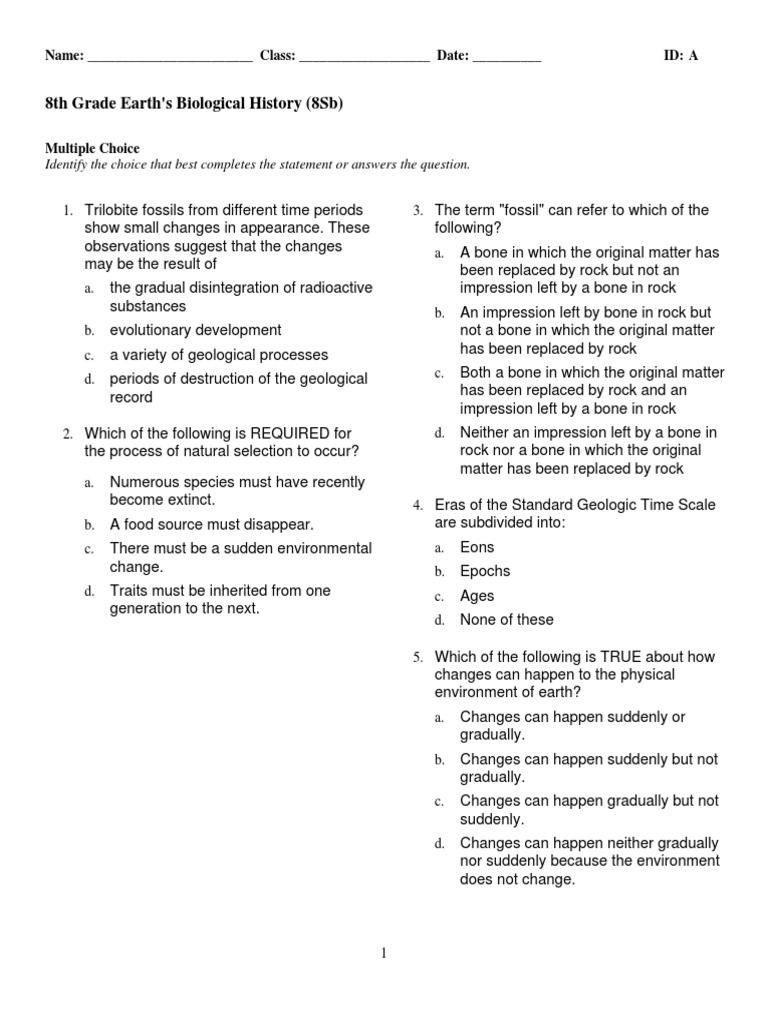 Examview - 8th Grade Earths Biological History 8sb | PDF | Geologic ...