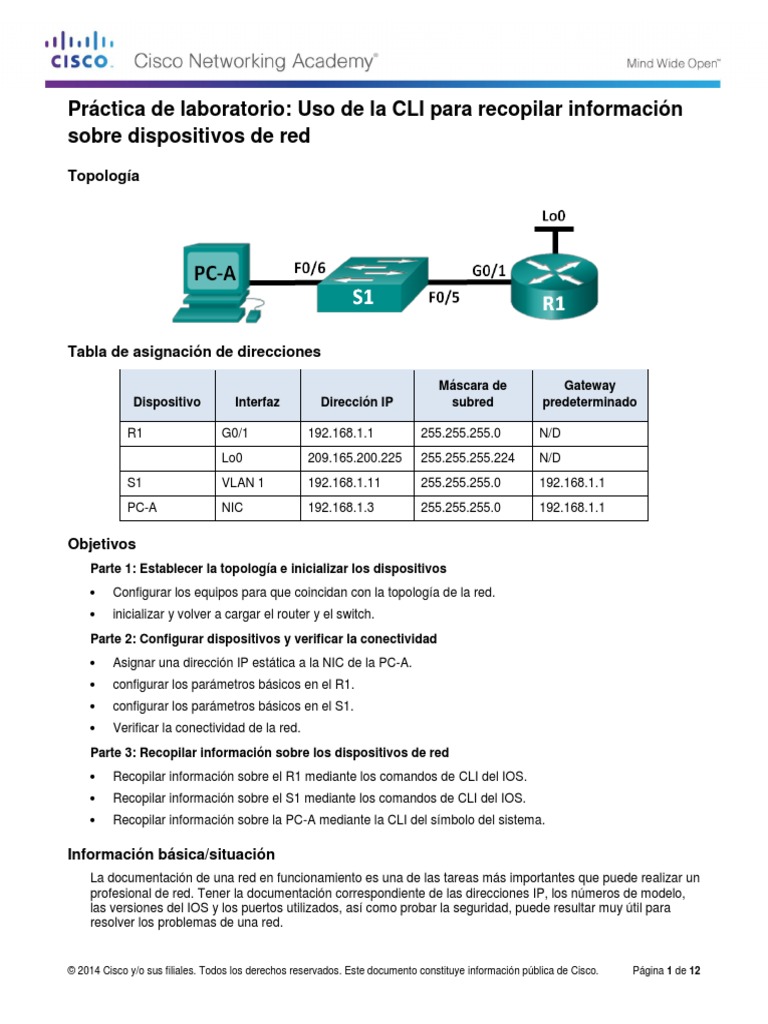11.3.4.6 Lab - Using The CLI To Gather Network Device Information | PDF | Enrutador (Computación ...