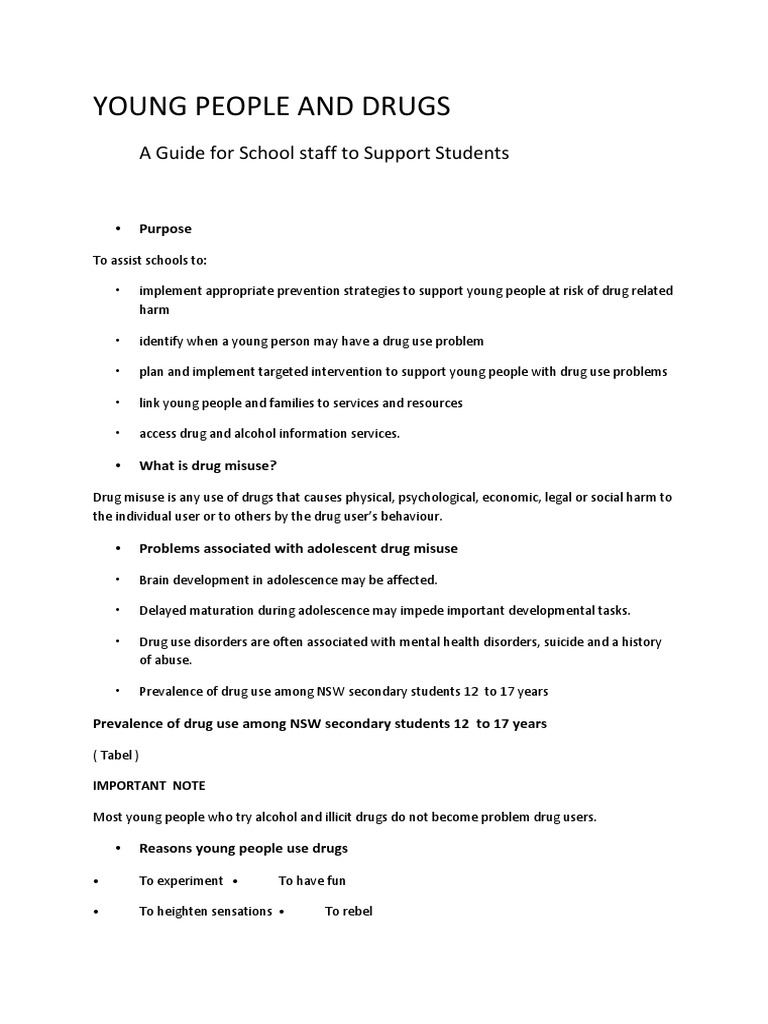 Young People and Drugs: A Guide For School Staff To Support Students ...