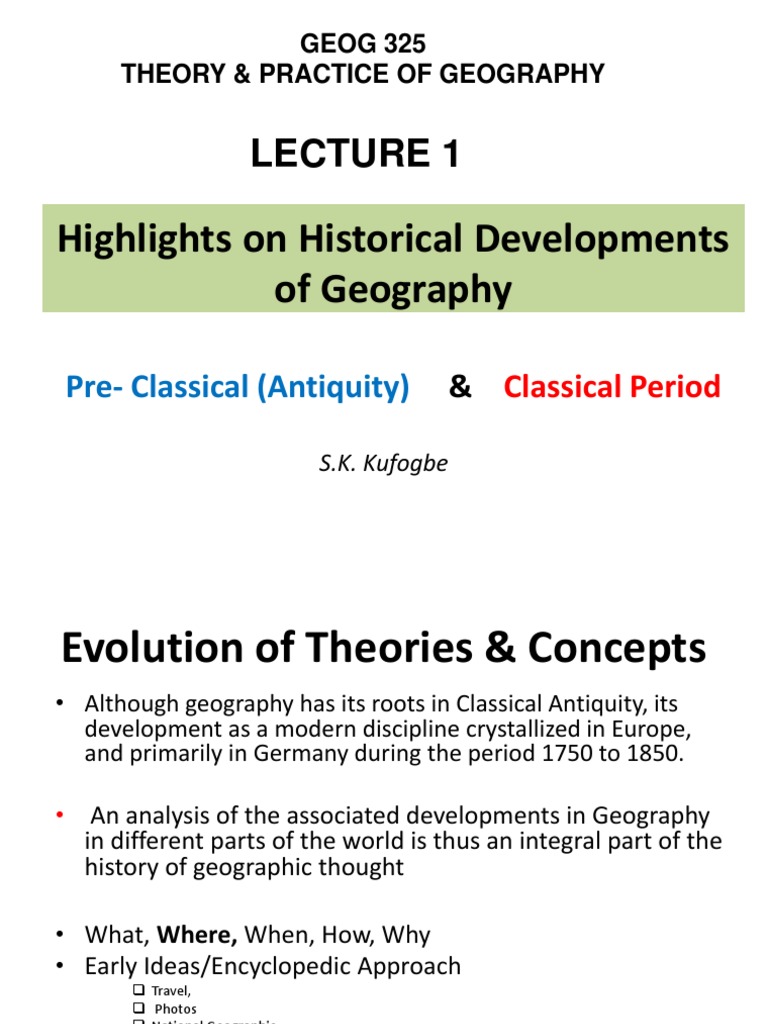 Lecture 1 Historical Developments of Concepts | PDF | Geography | Space