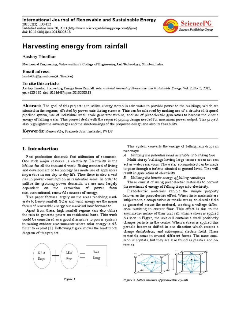 Harvesting Energy From Rainfall | PDF | Computers | Technology ...
