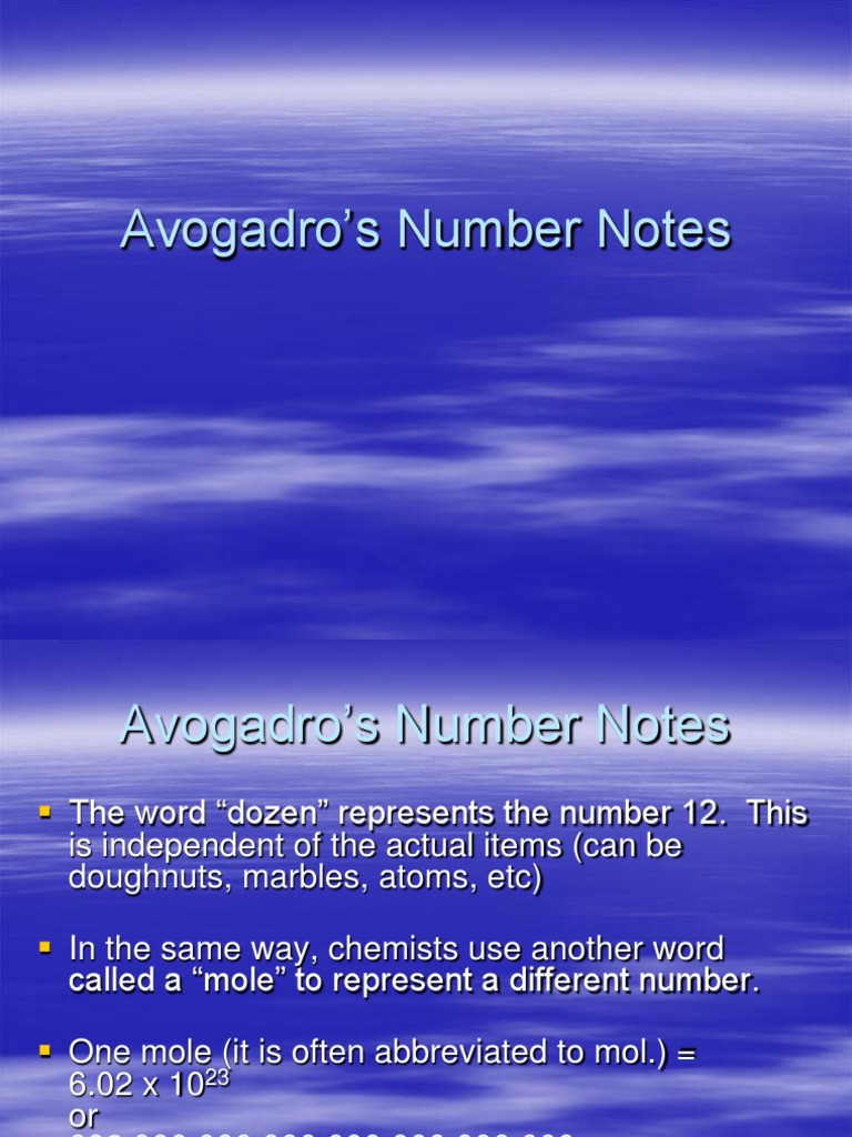 Avogadro’s Number Notes | Mole (Unit) | Molecules
