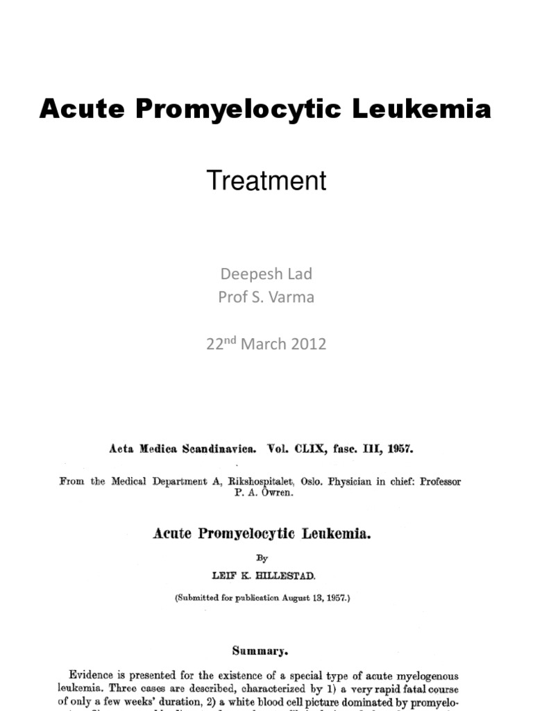 Acute Promyelocytic Leukemia | PDF | Cure | Diseases And Disorders