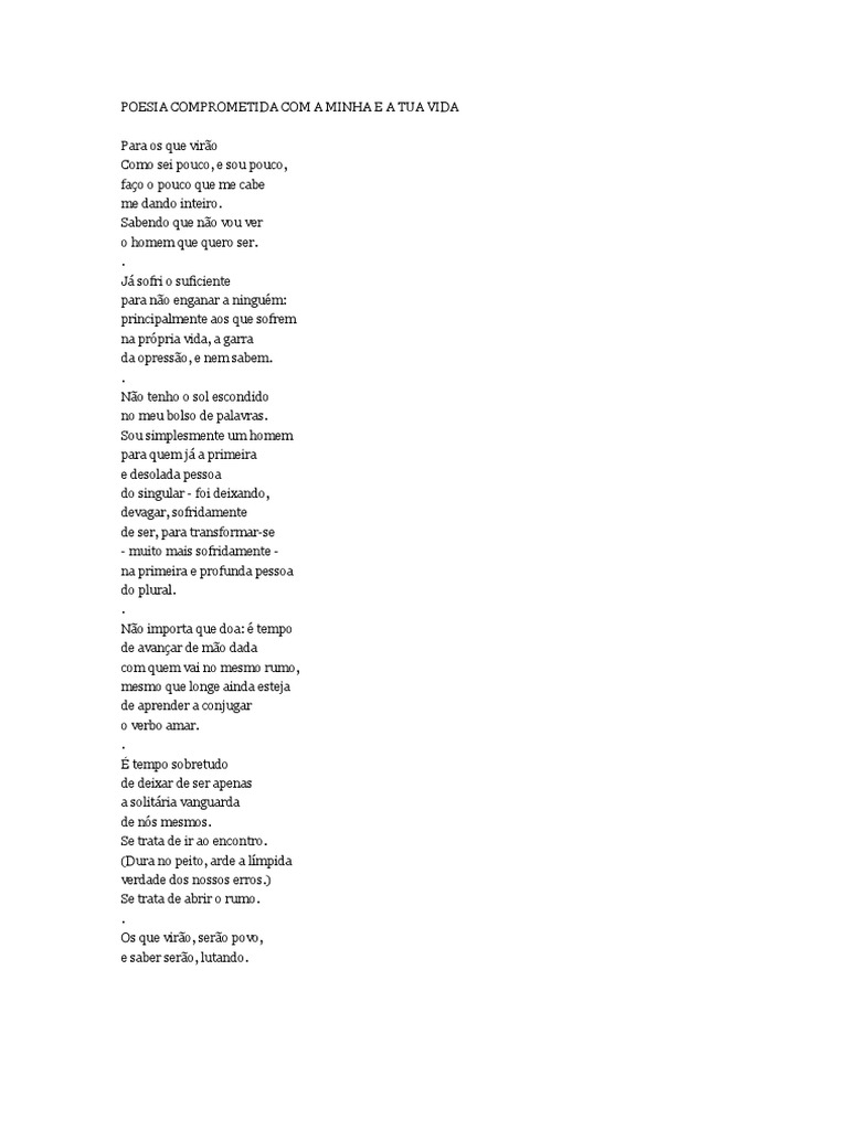 Poesia Comprometida Com A Minha e A Tua Vida | PDF | Poesia