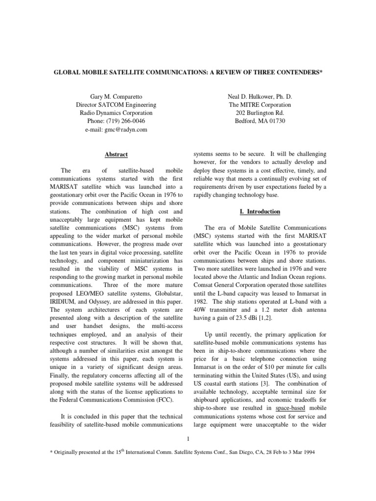 Comparison of Several MSS Systems | PDF | Code Division Multiple Access | Channel Access Method