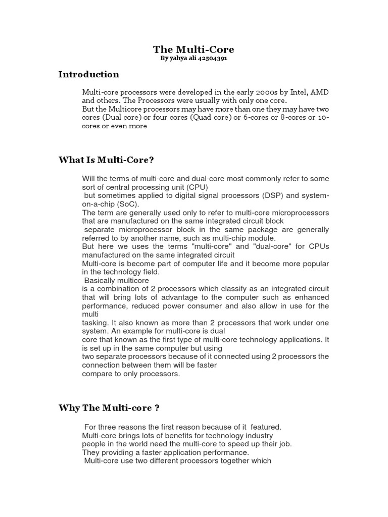 The Multecore | PDF | Multi Core Processor | Central Processing Unit