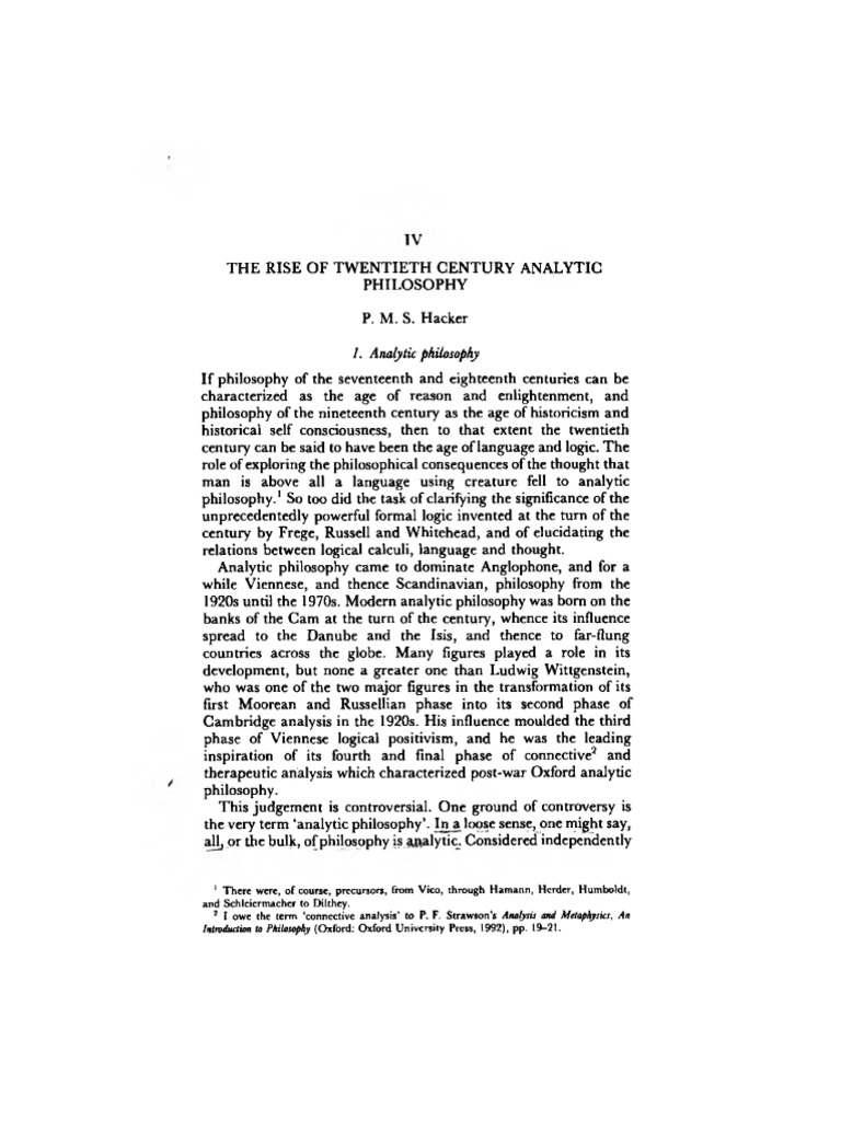 Hacker The Rise of XX Cent | PDF | Analytic Philosophy | Idealism