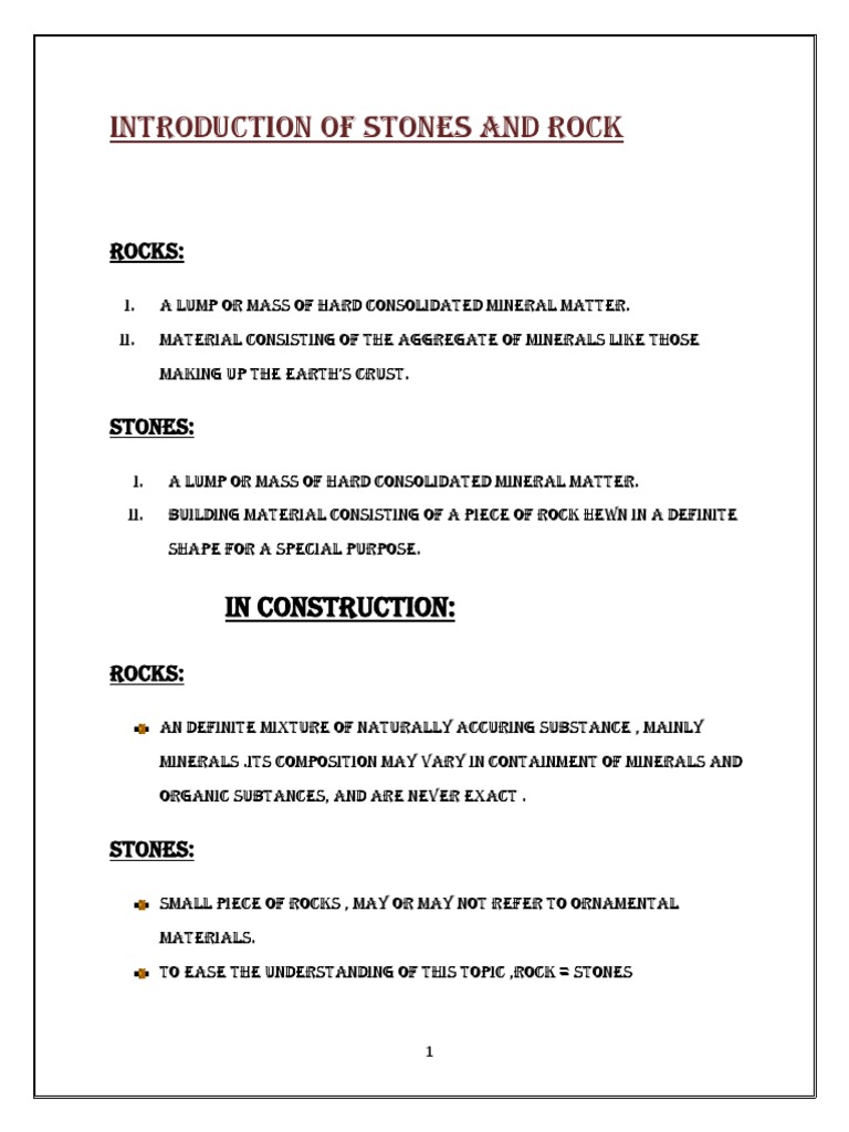 Stones and Rock | PDF | Construction Aggregate | Rock (Geology)