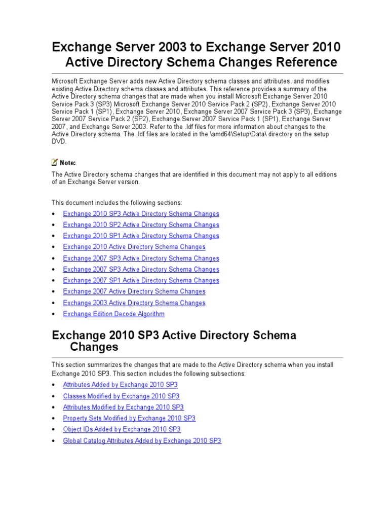 Exchange Server AD Schema Changes Guide | PDF | Active Directory ...