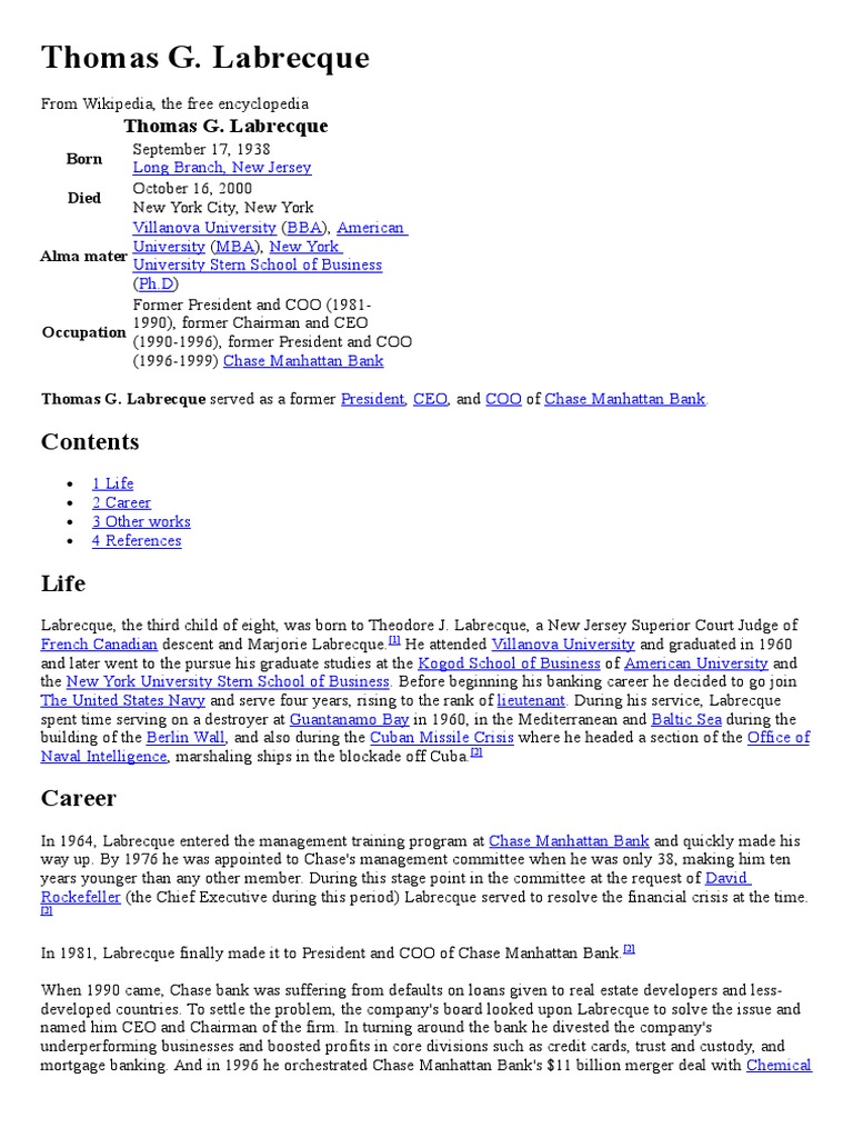 Thomas G Labrecque | PDF | Business