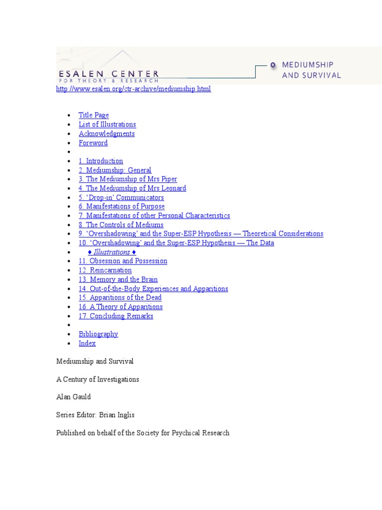 Mediumship and Survival A Century of Investigations Alan Gauld | PDF ...