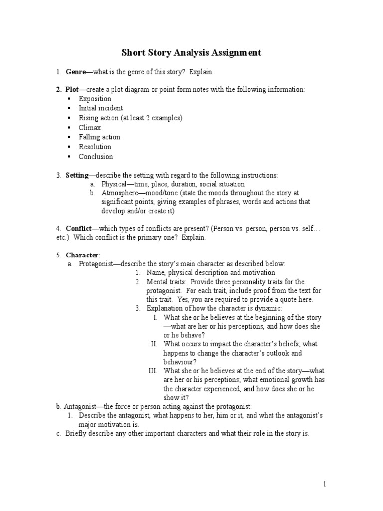 Short Story Analysis Guidelines | PDF | Cognitive Science