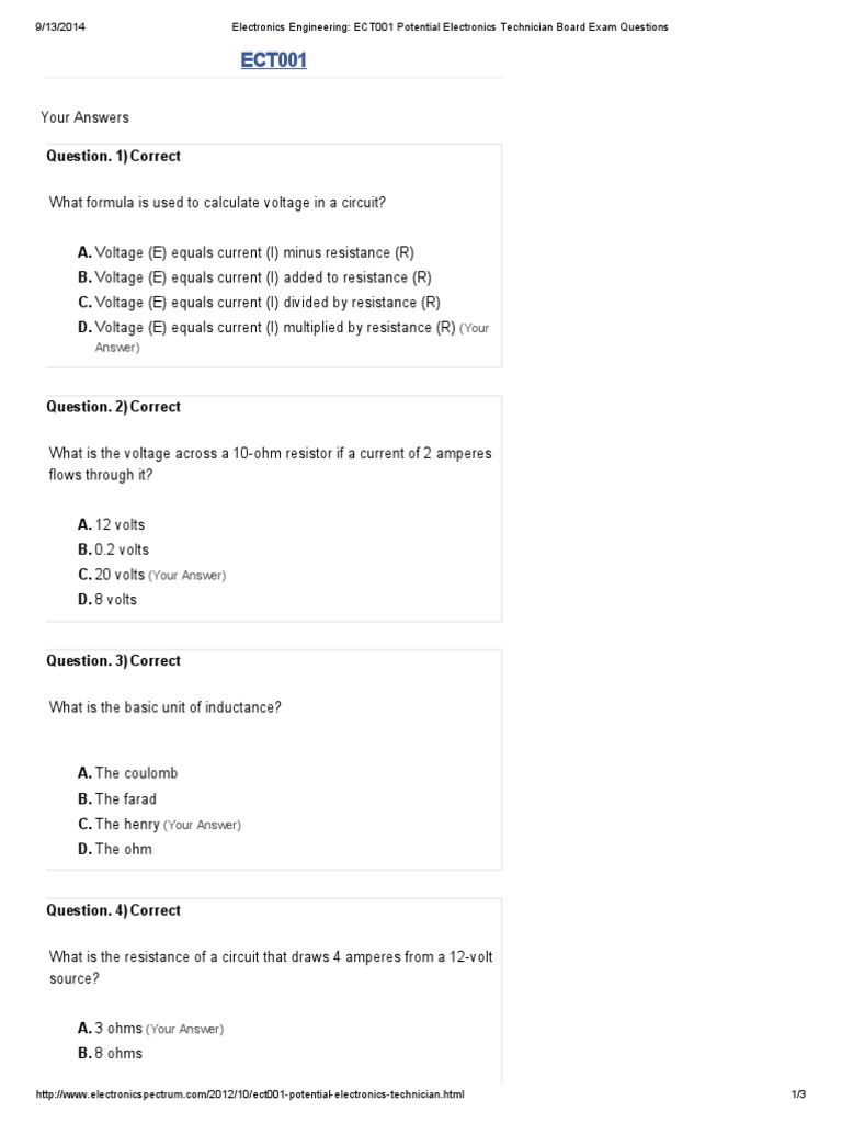Electronics Engineering_ ECT001 Potential Electronics Technician Board ...