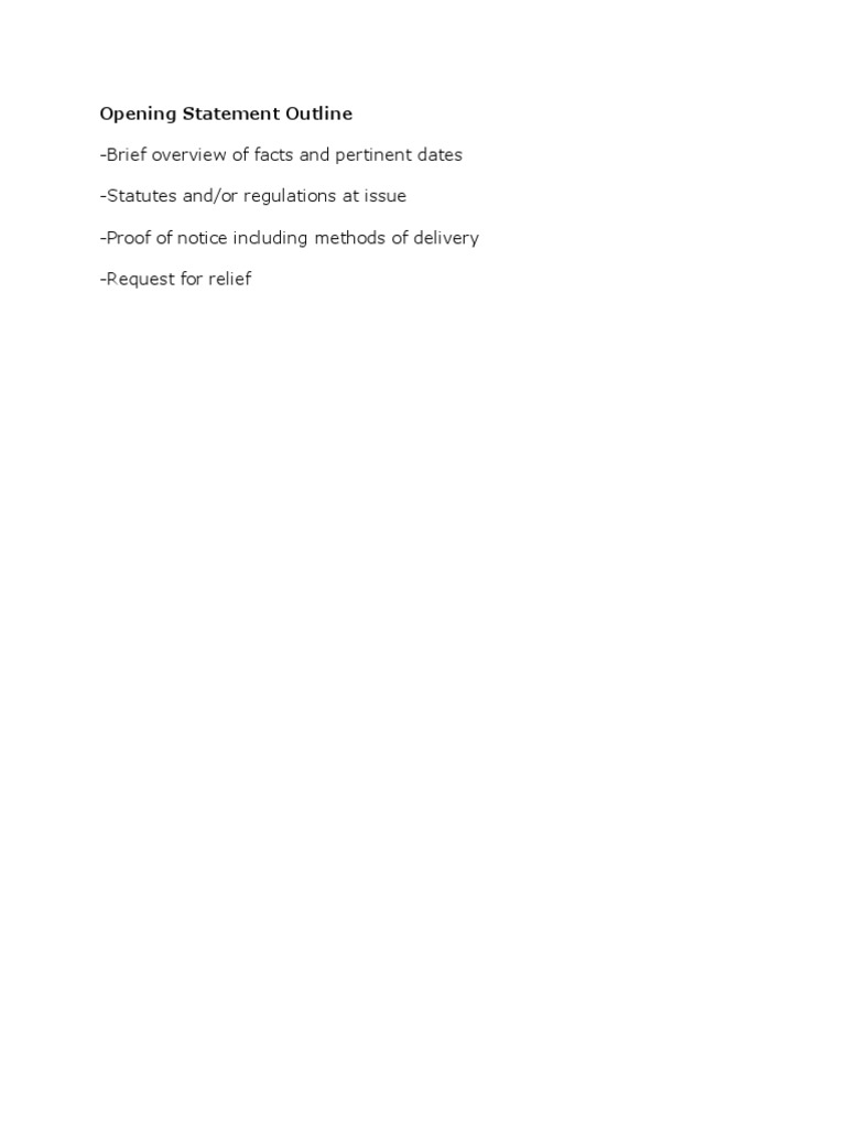 Opening Statement Outline Template | PDF