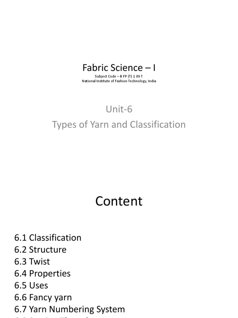 Yarn Classification & Terminology | Download Free PDF | Yarn | Spinning ...
