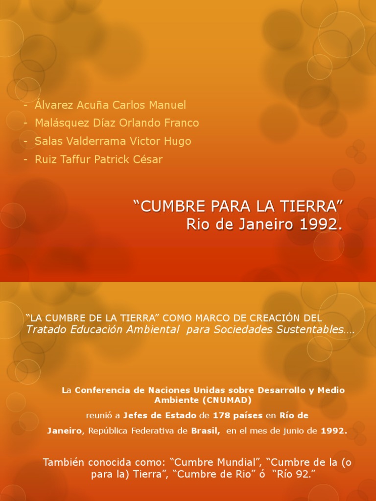 Cumbre de Rio de Janeiro 1992 | Desarrollo sostenible | Naciones Unidas