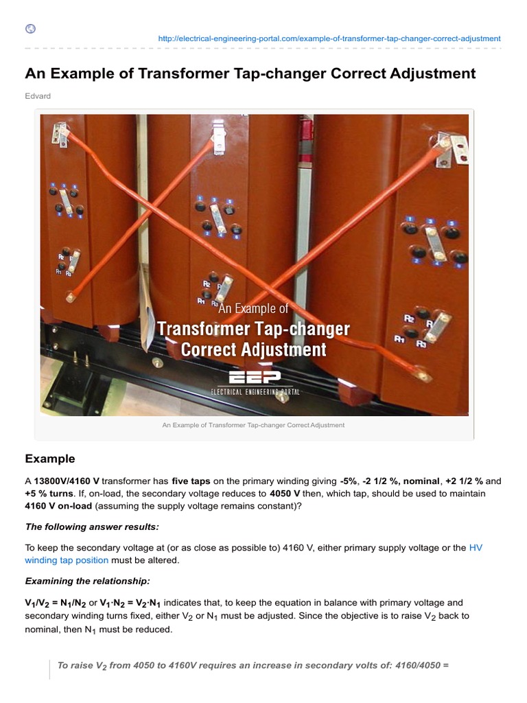 Transformer Tap-changer Adjustment Guide | PDF | Teaching Methods ...