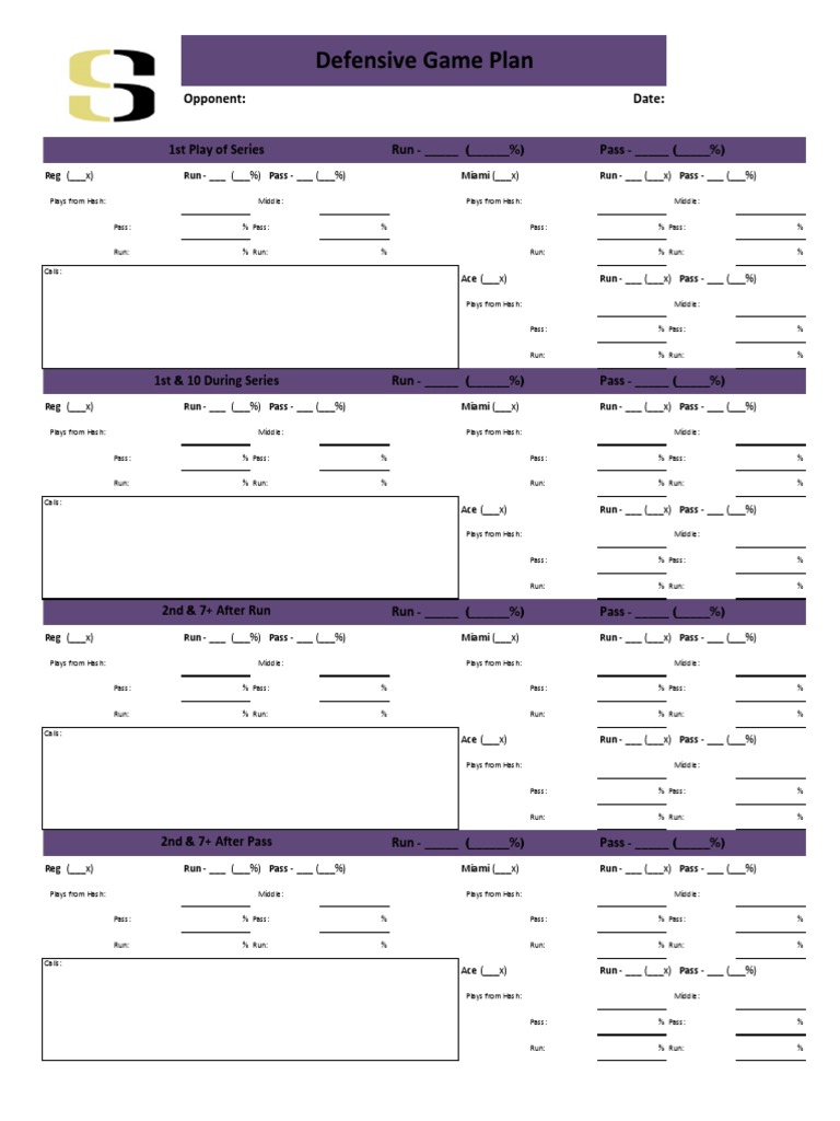 Defensive Call Sheet | PDF | College Football Seasons | American Football