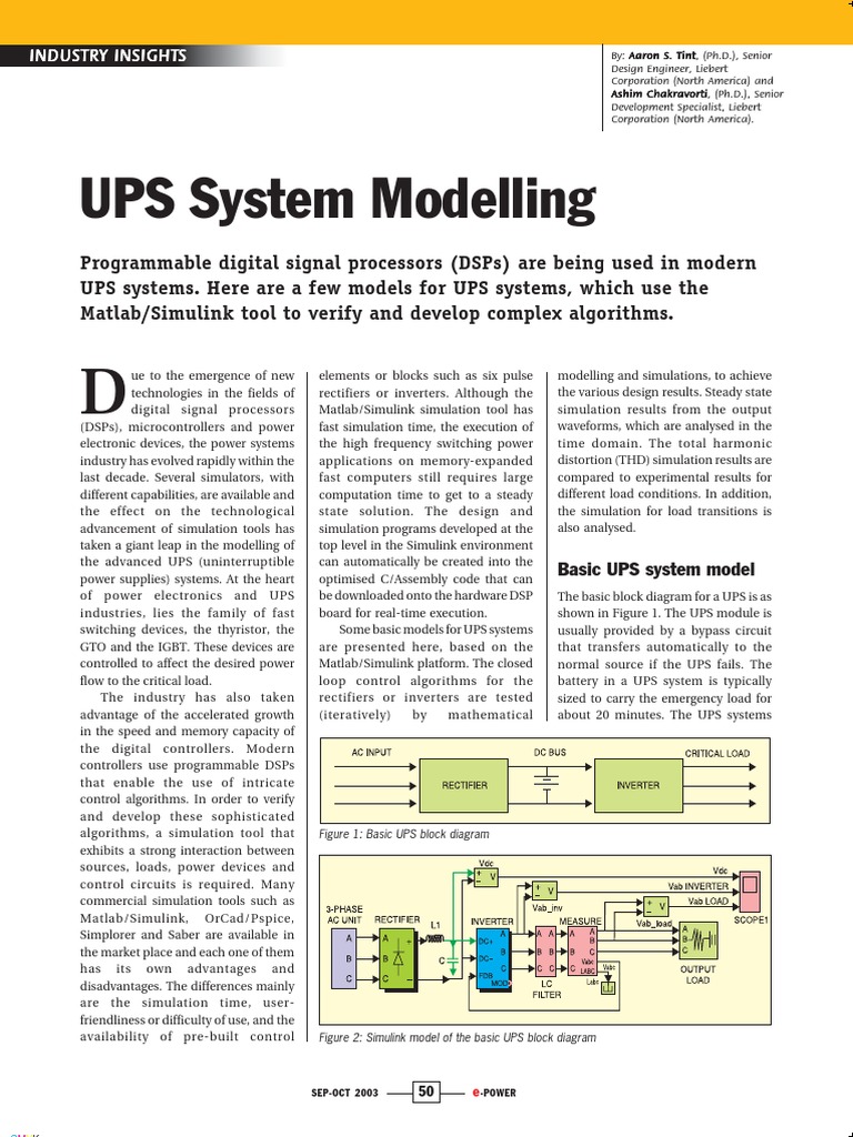 UPS System Modelling