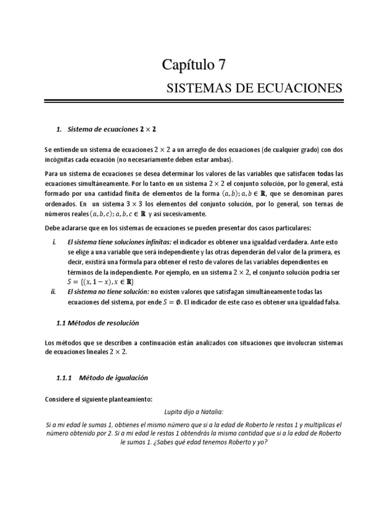 Capitulo 7 Sistemas de Ecuaciones | PDF | Determinante | Ecuaciones