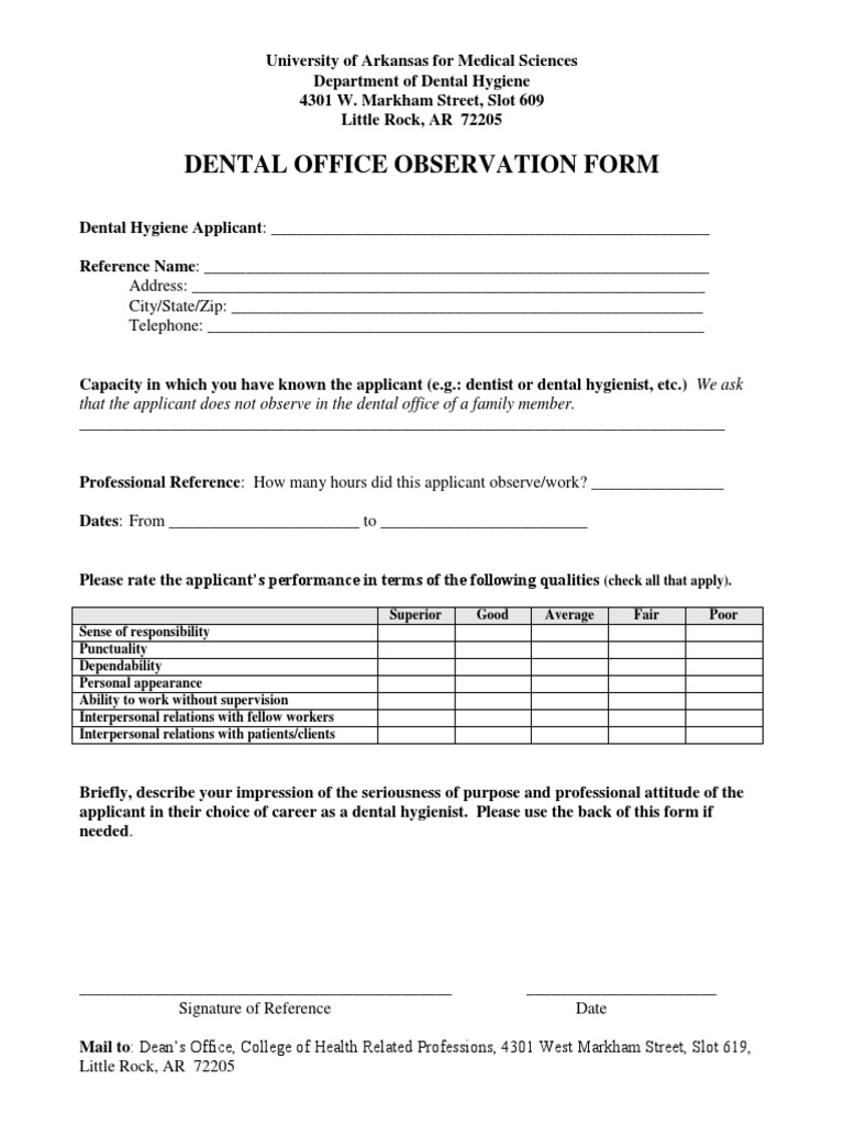 Dental Observation Form | PDF