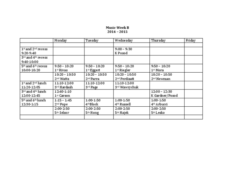 School Music Schedule 2014-2015 | PDF