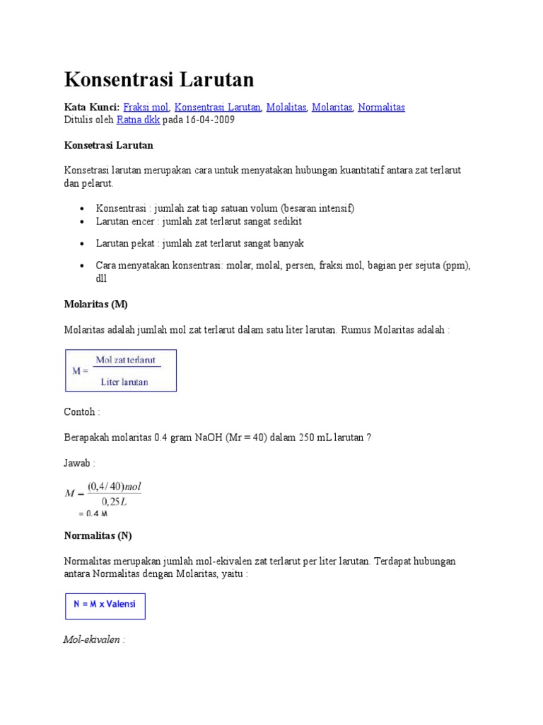 Konsentrasi Larutan | PDF | Sains & Matematika | Puisi