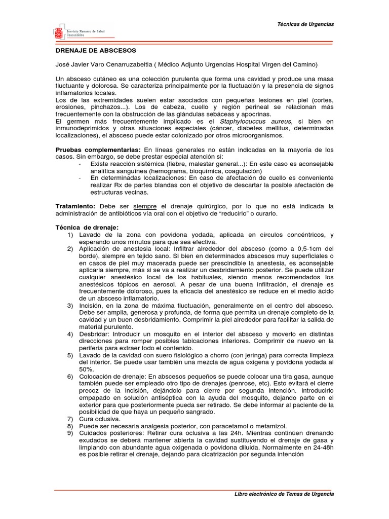 Tecnica Drenaje de Abscesos | PDF | Especialidades Medicas | Medicina ...