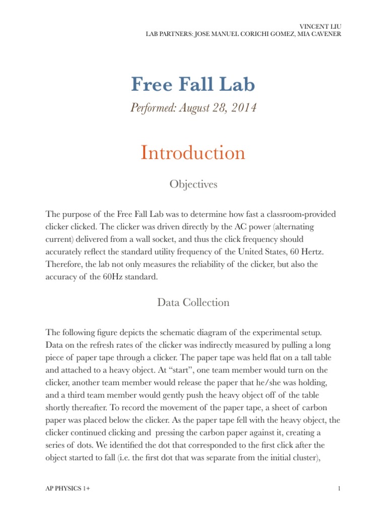 Free Fall Lab | PDF | Observational Error | Errors And Residuals