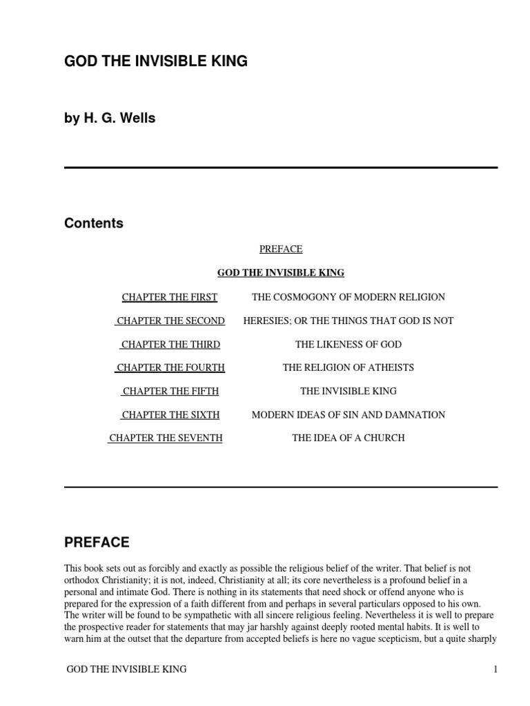 God The Invisible King by Wells, H. G. (Herbert George), 1866-1946 ...
