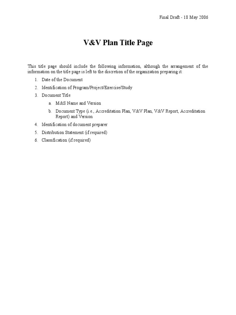 Verification and validation Plan Template | Verification And Validation ...
