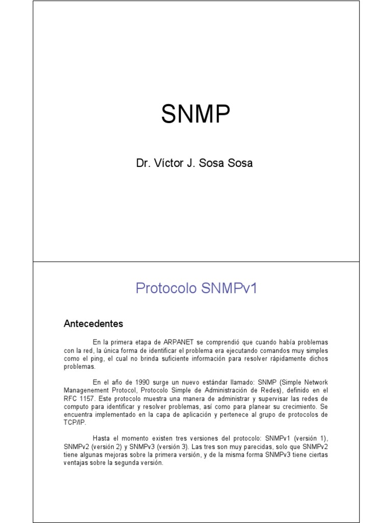 Introducción a SNMPv1 para Redes | PDF | Red de computadoras | Arquitectura de Computadores